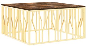 Konferenční stolek zlatý nerezová ocel a recyklované dřevo - Default Title