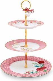 Pip Studio Floral 3 patrový etažér růžový