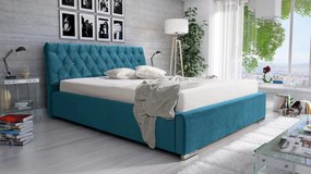 Eka Čalouněná postel LUXURIOUS 160x200 cm Barva látky Trinity: (2331) Tmavá modrá, Úložný prostor: Bez úložného prostoru