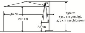 Velký oválný slunečník Bermuda 350cm - antracit