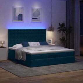 osmanská postel s matracemi a LED diodami tmavě modrá 200x200cm 3314490