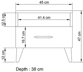 Hanah Home Noční stolek Lavinia 002 - Anthracite, Antracitová