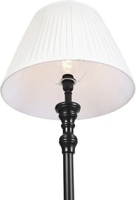 Stojací lampa černá s plisovaným stínítkem bílým 45 cm - Classico