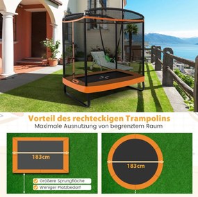 Costway Dětská trampolína 2 v 1 s houpačkou a ochrannou sítí a krytem okraje