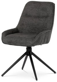 Židle jídelní a konferenční, tmavě šedá látka, černé kovové nohy, otočná P90°+ L 90° s vratným mechanismem - funkce res