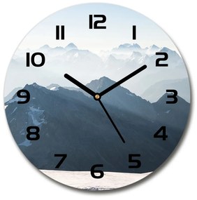 Wallmuralia Skleněné hodiny kulaté Horské vrcholy fi 30 cm