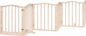 Zábrana pro psy s dvířky skládací 9 panelů 450 cm topol 3155585