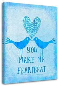 Gario Obraz na plátně Dva ptáci na modrém pozadí s nápisem You Make Me Heartbeat - Andrea Haase Rozměry: 40 x 60 cm