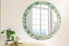 Kulaté dekorativní zrcadlo Květiny a ptáci fi 80 cm