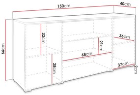Kombinovaná komoda HERMINA 150 - beton / bílá lesk