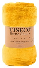 Okrově žlutý přehoz z mikroplyše na dvoulůžko 220x240 cm Cosy - Tiseco Home Studio