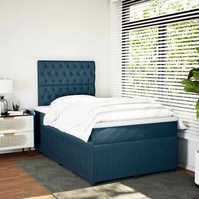 Box spring postel s matrací modrá 120 x 200 cm samet 3294620