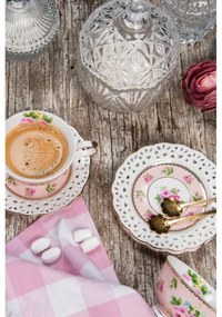 Transparentní skleněná nádoba na bonbony s víkem s proužky na nožičkách – 9x12 cm