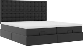 Osmanský rám postele s matrací černá 200x200cm umělá kůže 3313659