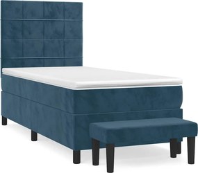 Box spring postel s matrací tmavě modrá 90x200 cm samet 3137825