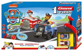Autodráha Carrera First Paw Patrol/Tlapková Patrola 3,5m plast +2 auta na bat. v krabici 50x30x8cm
