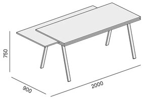 PLAN Kancelářský pracovní stůl LAYERS, výsuvná prostřední deska, 1700 mm, bílá / šedá