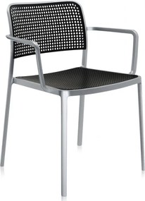 Kartell - Židle Audrey s područkami, šedá/černá
