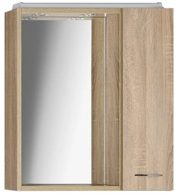 Aqualine ZOJA/KERAMIA FRESH galerka s LED osvětlením, 60x60x14cm, pravá, dub platin 45028