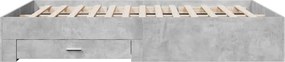 Rám postele se zásuvkami betonově šedý 140 x 200 cm kompozit 3280387