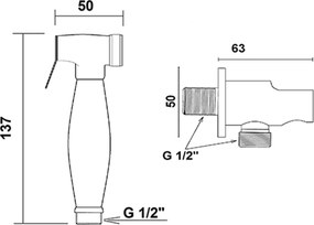 SAPHO Podomítková bidetová baterie se Stop sprškou, Retro, zlato KI41Z-01