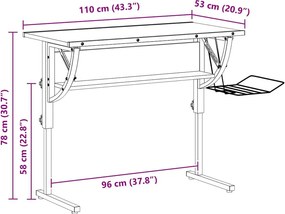 Řemeslný stůl černý a šedý 110x53x(58–87) cm kompozit a ocel 340929