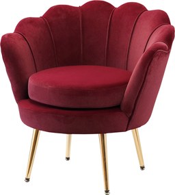 HOMCOM Velurové křeslo s zlatými kovovými nohami do ložnice, 76 x 67 x 74 cm, Vínová | Aosom
