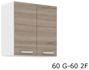 Kuchyňská skříňka horní dvoudveřová DAVE 60 G-60 2F, 60x60x31, bílá/dub sonoma trufel