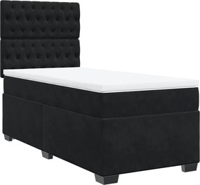 Box spring postel s matrací černá 90x200 cm samet 3290818
