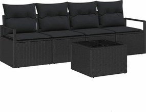 Set pohovek 5 ks 4-Počet míst Černá polyratan 3354922