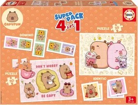 EDUCA Soubor her CapyFun 4v1 / Puzzle 25 a 50 dílků, domino, pexeso