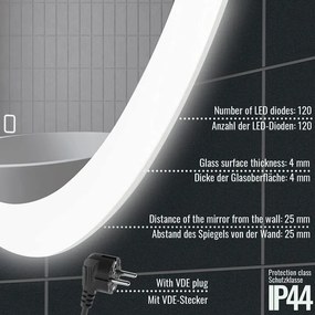 80792 AQUAMARIN Koupelnové LED zrcadlo kulaté, 60 cm