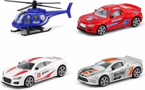 LEAN Toys Vícepodlažní parkoviště, 4 podlaží, s výtahem, vrtulník, autíčka, 70 dílů