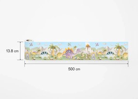 Dětská samolepící bordura na zeď Akvareloví Dinosauři | 5 m x 13.8 cm | DWBD8511