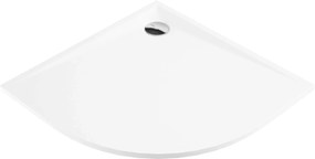 Deante Kerria Plus, čtvrtkruhová akrylátová sprchová vanička 80x80x3 cm, hloubka 1,5cm, technologie Solid, bílá, KTS_054B