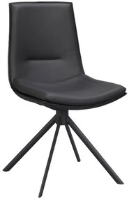 Černá kožená otočná jídelní židle ROWICO LOWELL