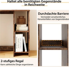 Costway Malý psací stůl s 2 přihrádkami – 80 × 40 × 74 cm, hnědý