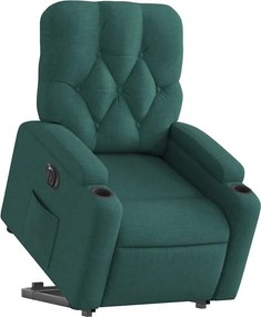 Elektrické zvedací polohovací křeslo tmavě zelené textil 3204740