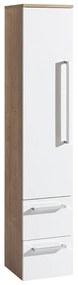 Mereo Bino, koupelnová skříňka vysoká 163 cm, levá, bílá/dub - CN677