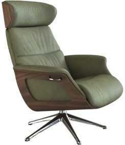 OnaDnes -20% Zelené kožené lounge křeslo FLEXLUX CLEMENT MEDIUM III.