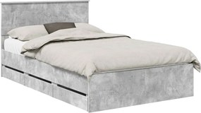 Rám postele s čelo Betonově šedá 135 x 190 cm Inženýrské dřevo 3407994