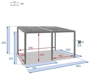 DEOKORK Zahradní hliníkový altán LUXURY 4x3 m (grafit)