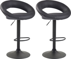 2x Barová židle Olinda - koženka, černý rám - šedá