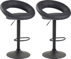 2x Barová židle Olinda - koženka, černý rám - šedá