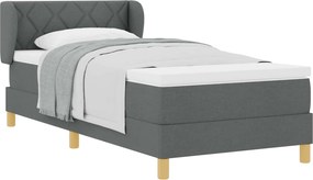 Postel s boxspringem s čelo Tmavě šedá 90 x 200 cm textil 3340256