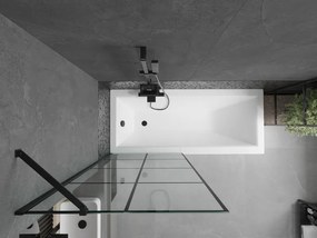 Mexen Next, vanová zástěna 1-křídlová 80 x 150 cm, fixní křídlo, 6 mm čiré sklo s černým vzorem, černý profil, 895-080-000-00-77-70
