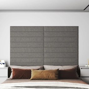 Nástěnné panely 12 ks světle šedé 90 x 15 cm textil 1,62 m² - Default Title