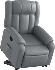 Zvedací polohovací křeslo šedé umělá kůže 3205267