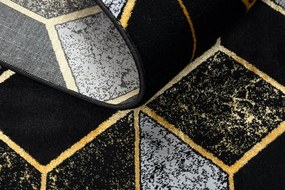Dywany Łuszczów, Kusový koberec Gloss 400B 86 3D geometric black/gold, 140x190, černá, kancelář