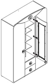 Třídvéřová šatní skříň s prosklením Chloe - bílá
